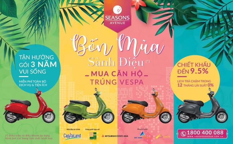 Mỗi tháng 01 xe Vespa cho khách hàng mua căn hộ Seasons Avenue