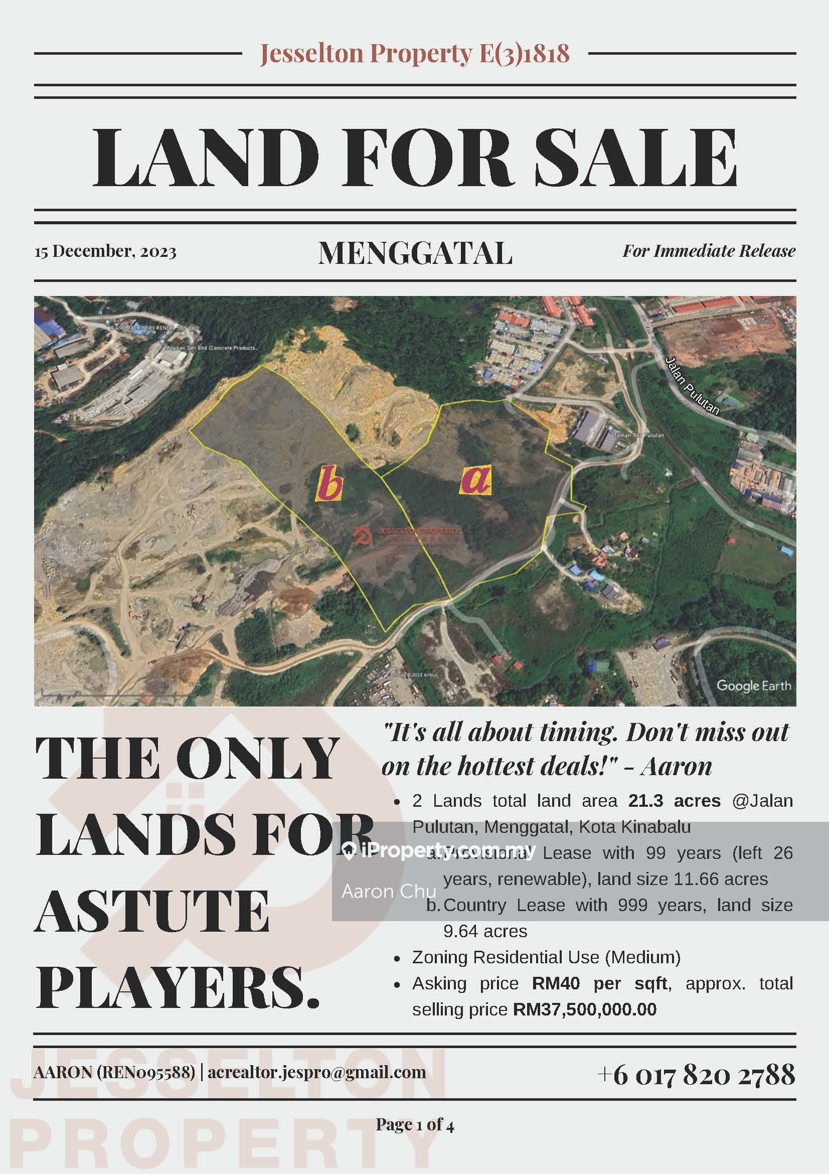 Jalan Pulutan Menggatal Residential Land, Kota Kinabalu for sale ...