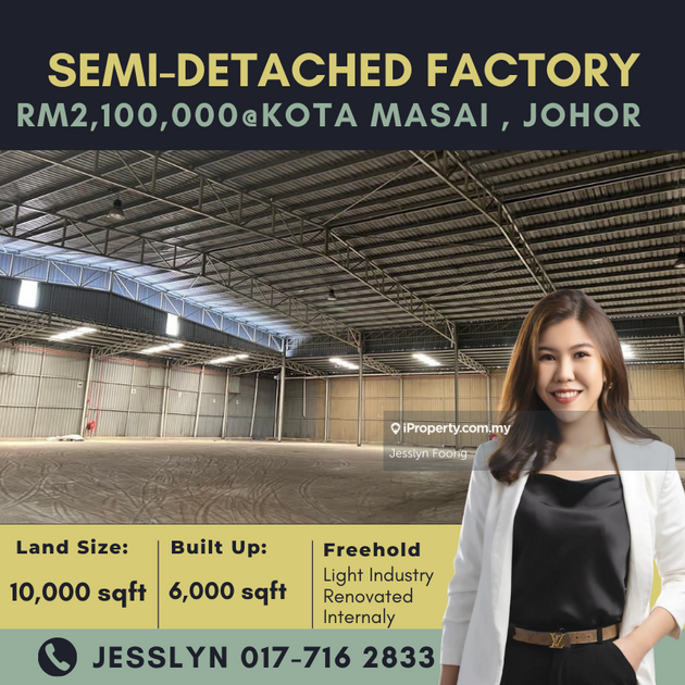 Desa Cemerlang, Single Storey Detached Factory With 2 Storey Office ...
