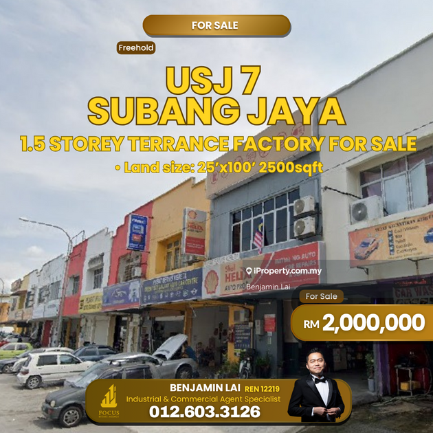 Shop for sale at Usj 7 Subang Jaya 1.5 Storey Terrance Factory For Sale ...