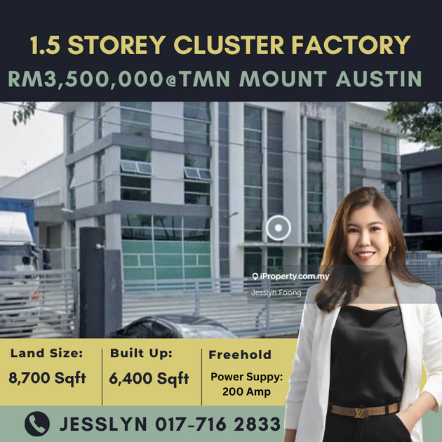 Cluster Factory for sale at Taman Mount Austin, 1.5 Storey Cluster ...