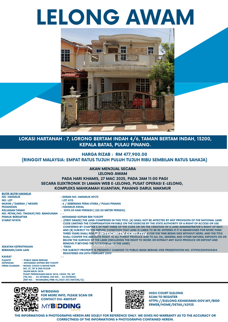 Semi-detached House for sale at Taman Bertam Indah, Kepala Batas - RM ...