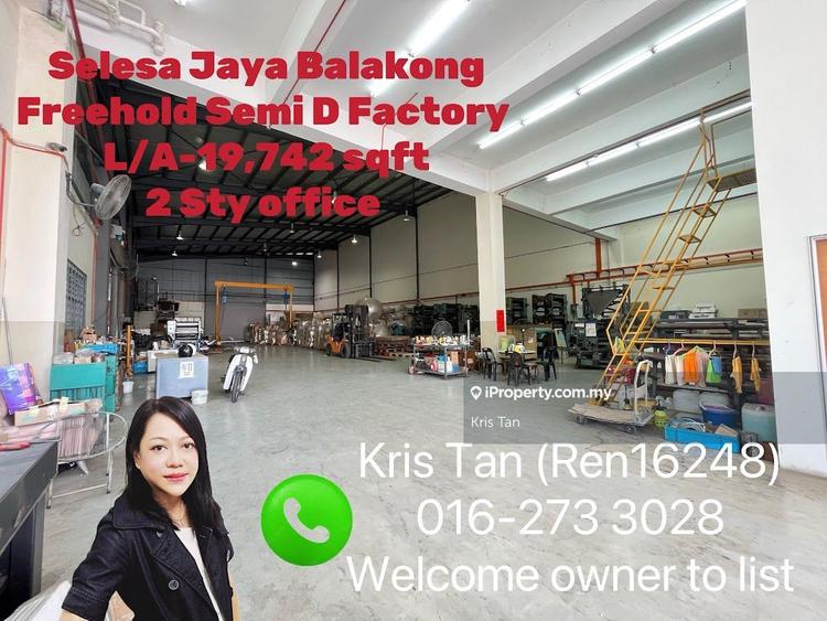 Semi-D Factory for sale at Selesa Jaya Industrial Park Balakong, Cheras ...