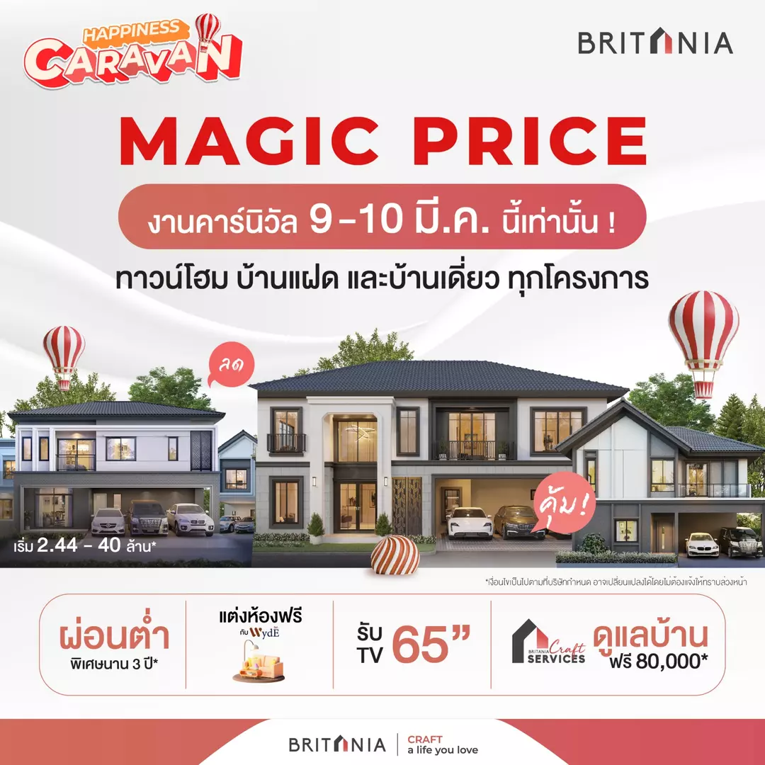 บริทาเนียคาร์นิวัล เสกความสุขด้วยบ้านราคาพิเศษ เริ่ม 2.44 – 40 ล้าน ...